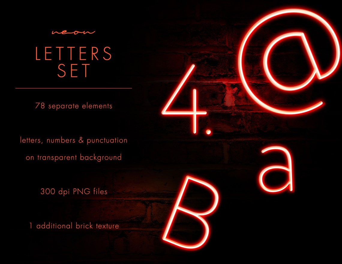 Neon Alphabet Clipart Neon Font Neon Letters Clipart Neon | Etsy