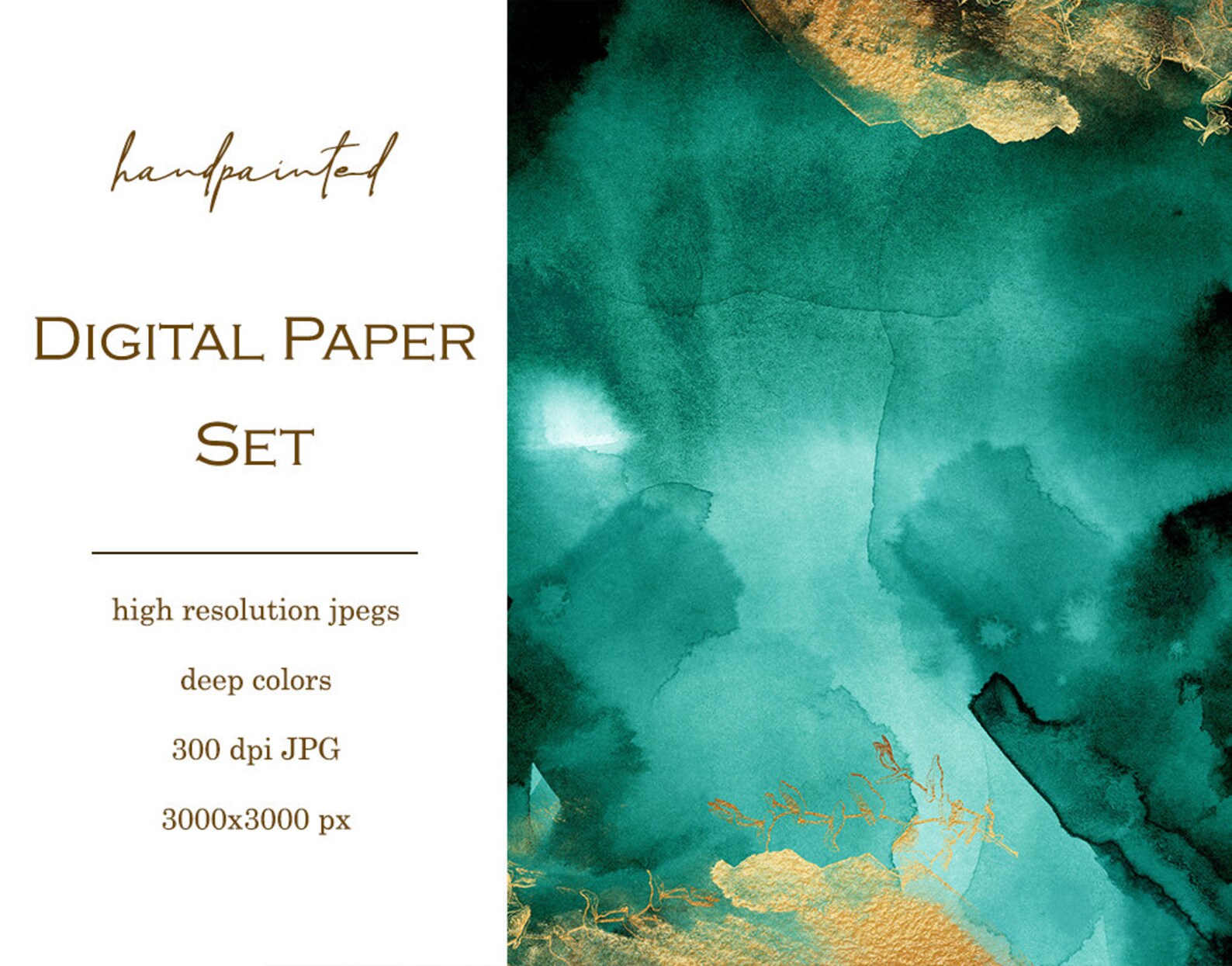 Emerald Green Digital Paper Clipart Watercolor Digital | Etsy