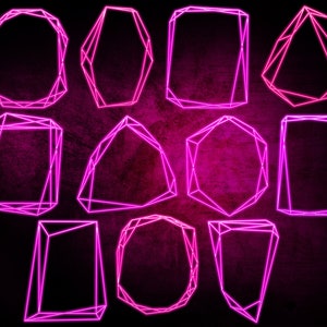 Pink Neon Frames, Neon Frame Overlays, Neon Crystal Frames Clipart ...