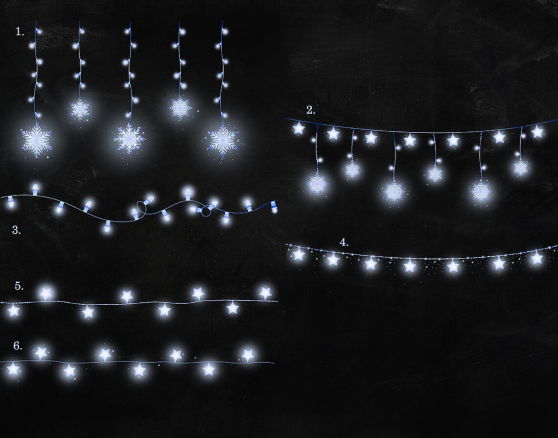 Winter String Lights Overlays String Lights Clipart Winter | Etsy