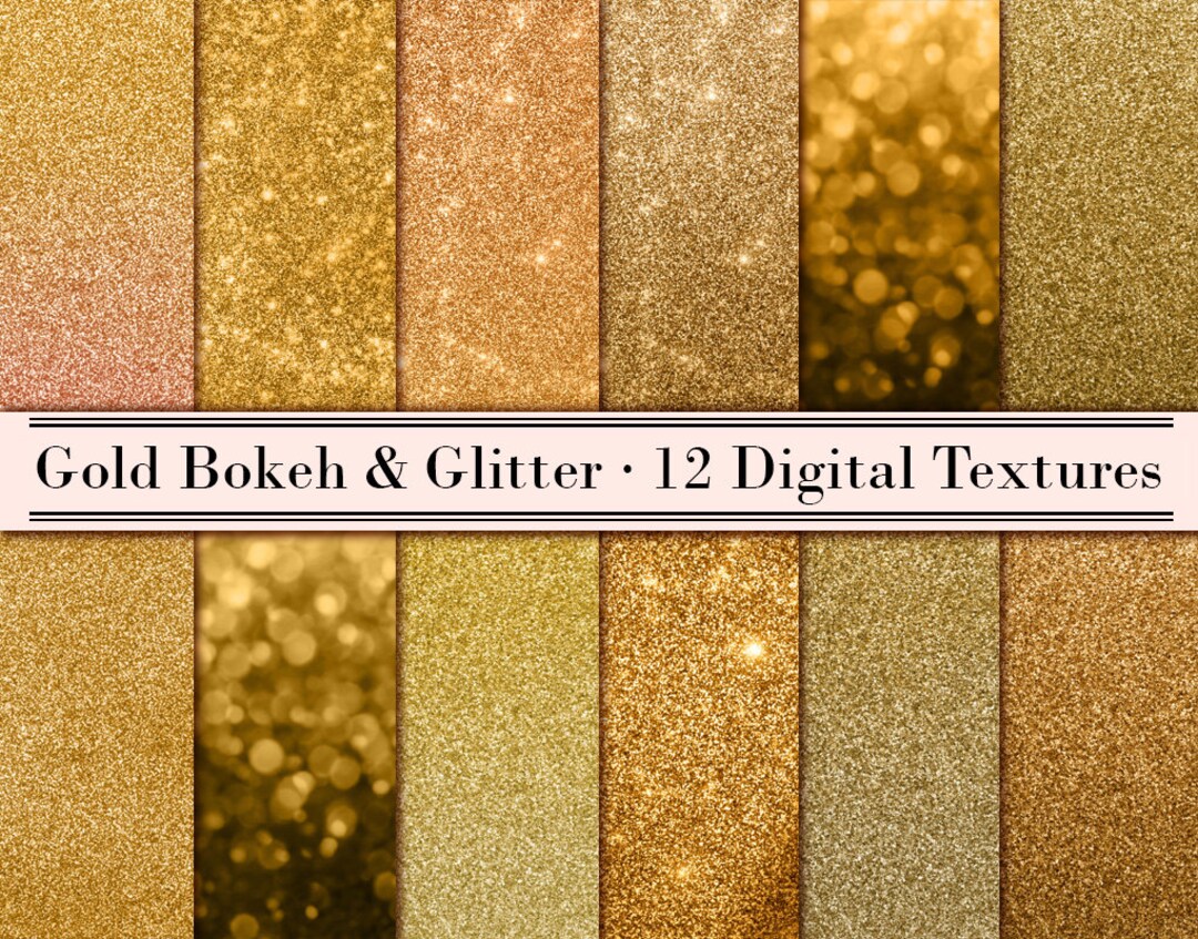 Buy 3 Pay for 2, Gold Glitter Digital Paper, Gold Bokeh Paper Pack ...