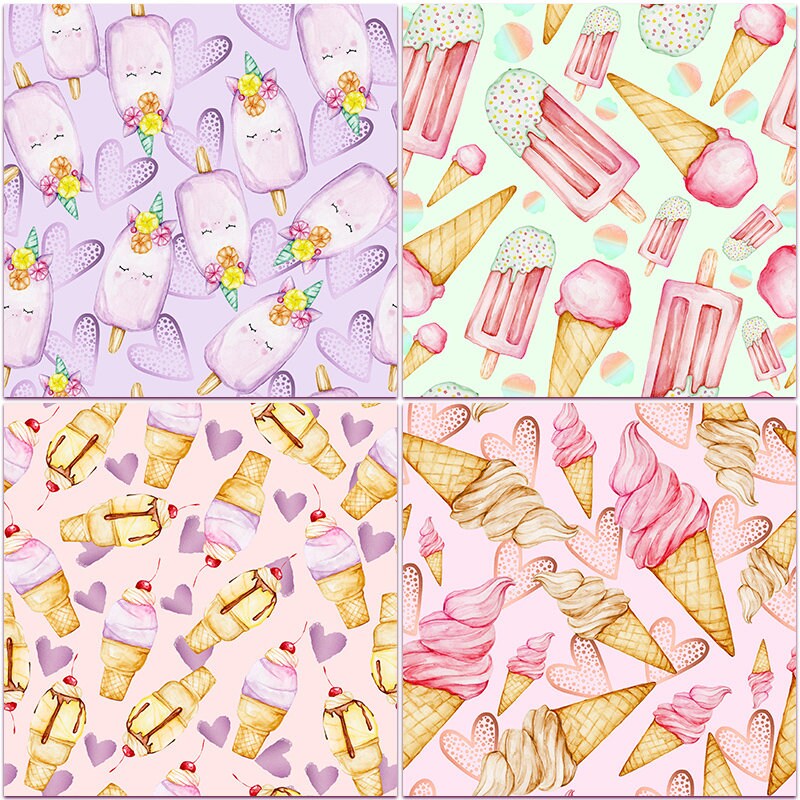 Ice Cream Seamless Digital Paper Seamless Background - Etsy
