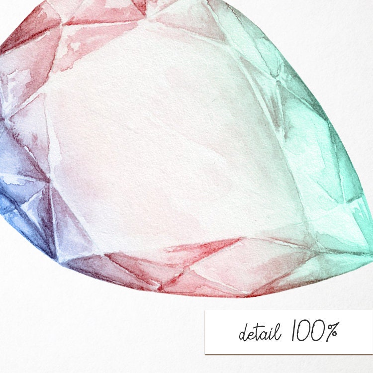 Watercolor Diamonds Clipart Hand Drawn Diamond Clip Art | Etsy