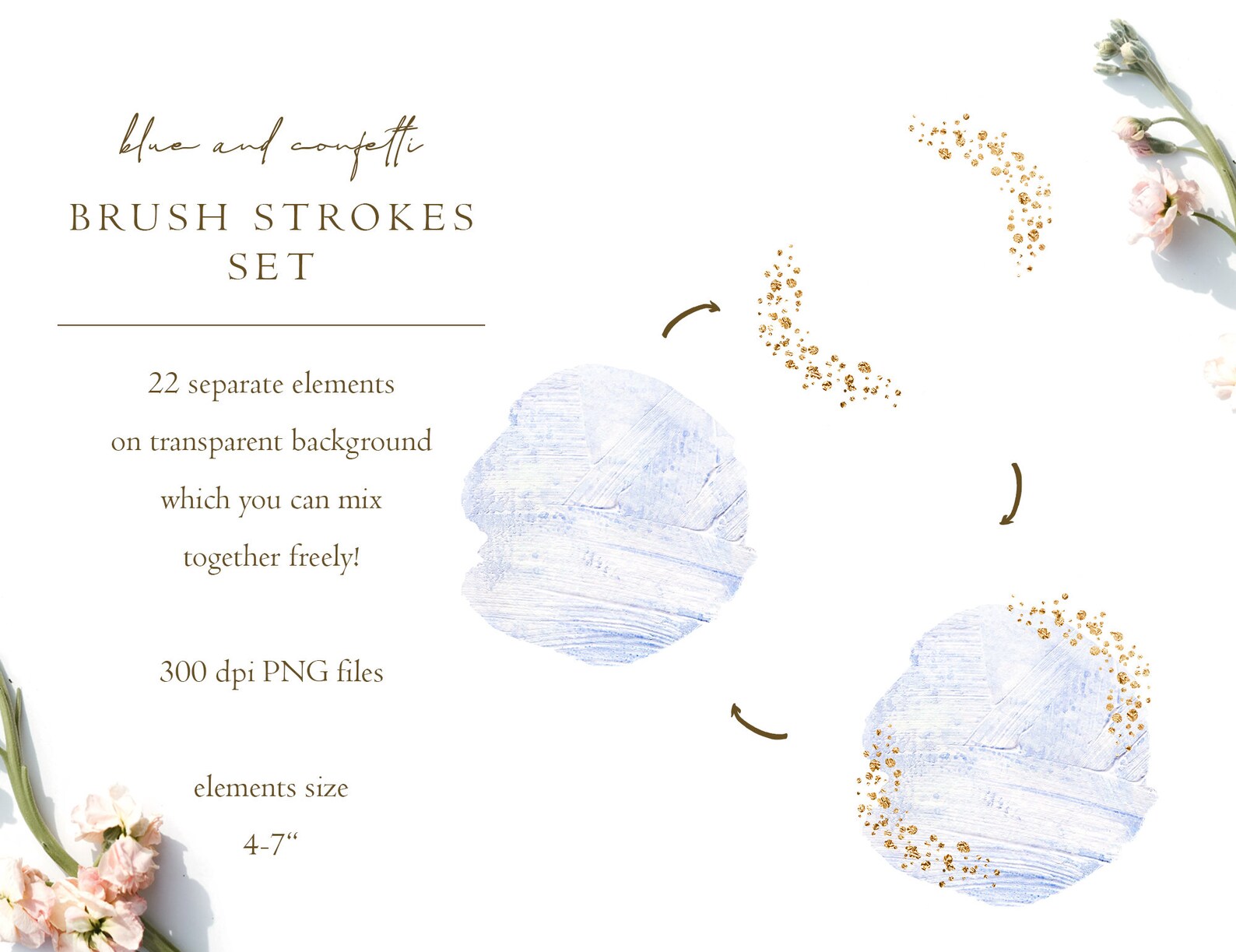 Blue Paint Splotches With Gold Foil Paint Paint Strokes - Etsy