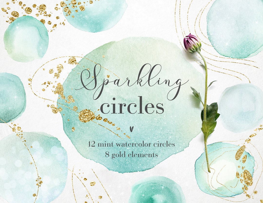 Sparkling Circles for Logo, Watercolor Round Shapes, Gold Circles ...