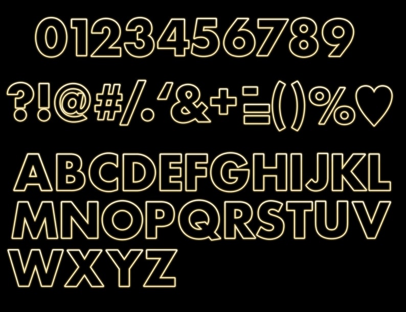 Neon Alphabet Clipart Neon Letters Neon Font Clipart White - Etsy