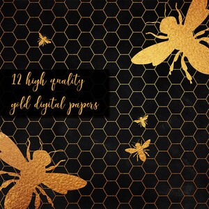 Bumble Bee Digital Paper Clipart, Honey Paper Pack, Honeycomb Paper ...