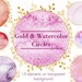 Gold Pink Watercolor Circles Clipart, Floral Frames, Gold Ornaments ...