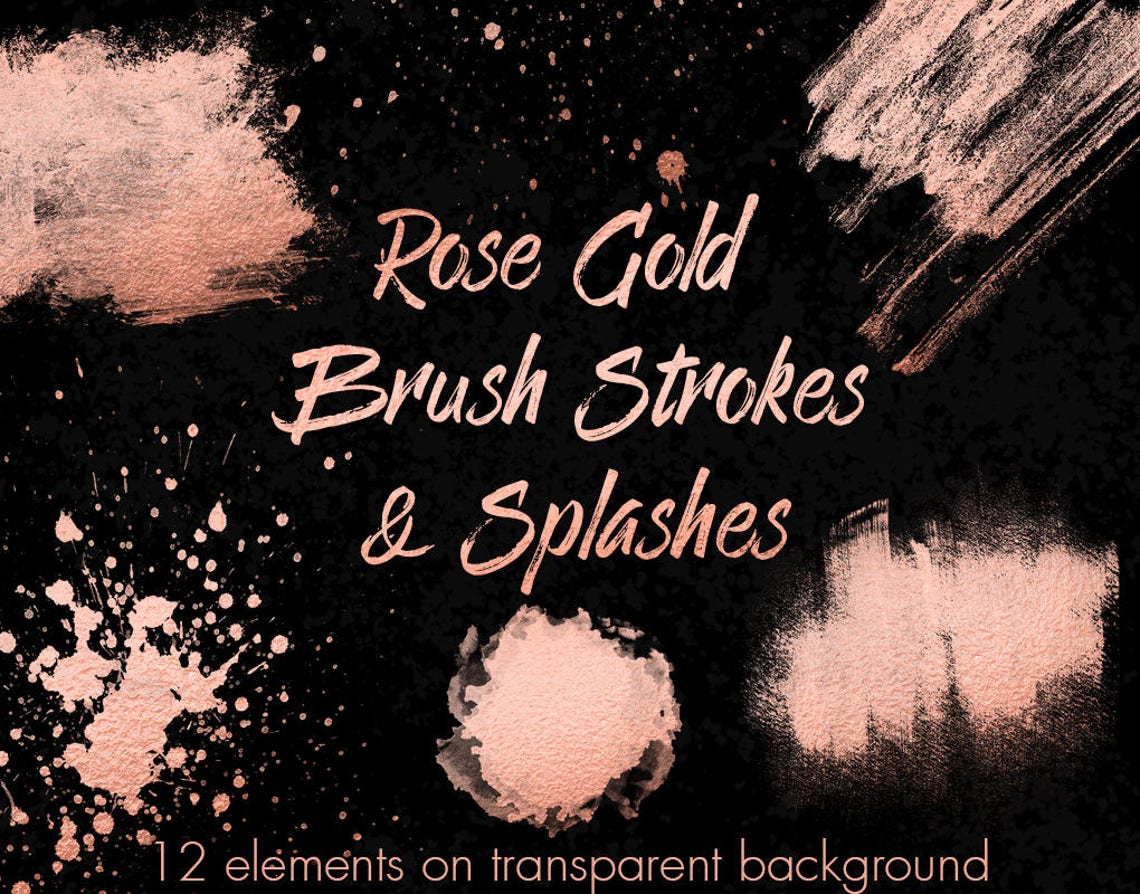 Rose Gold Design Elements Rose Gold Brush Strokes Clip Art - Etsy