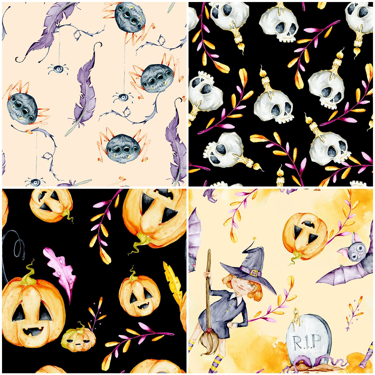 Halloween Seamless Patterns Halloween Digital Papers Fall - Etsy