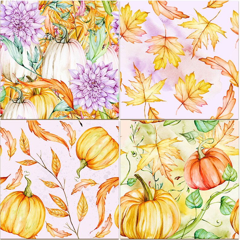 Autumn Seamless Digital Paper, Pumpkin Paper, Seamless Background ...