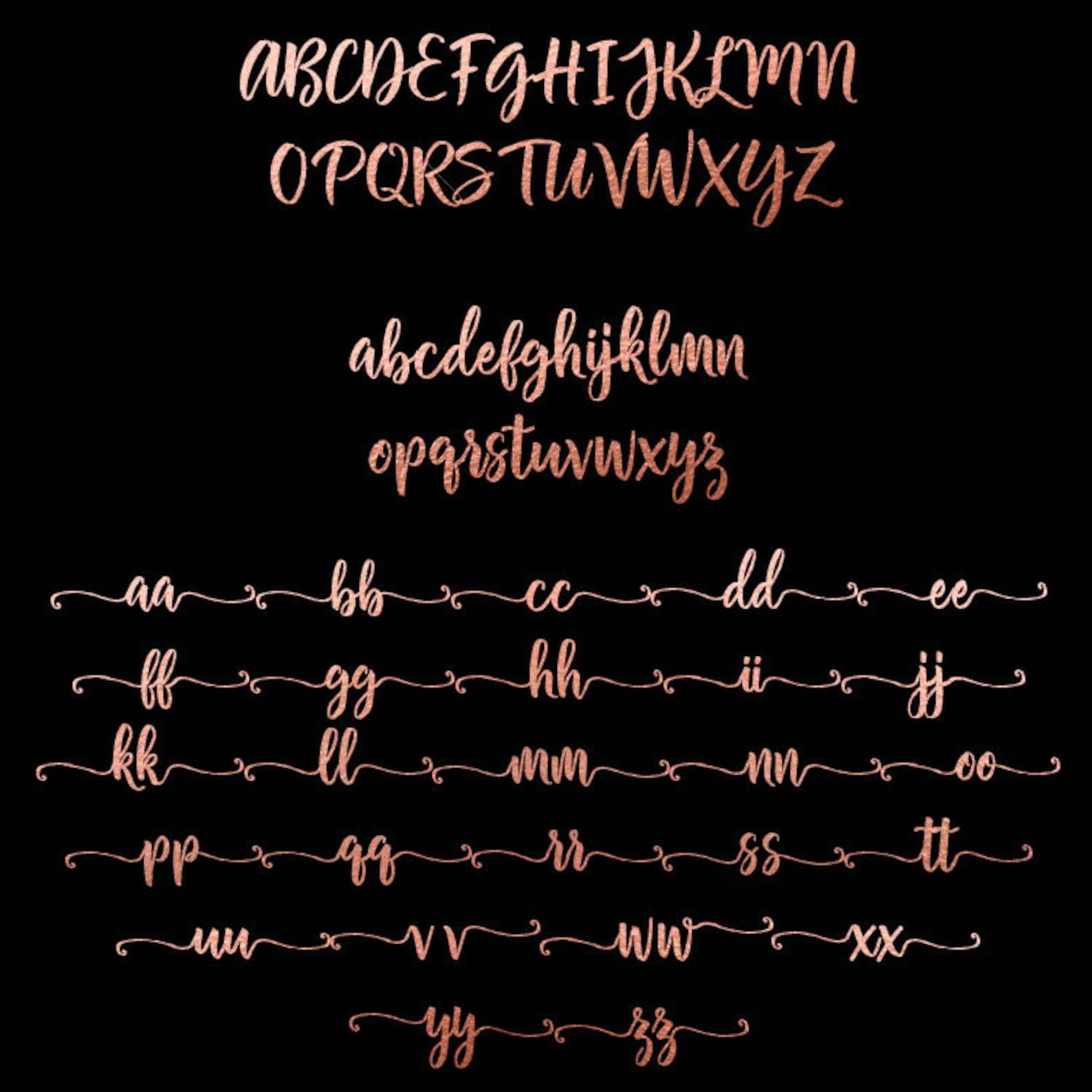 Rose Gold Letters Clipart Rose Gold Font Clipart Rose Gold - Etsy