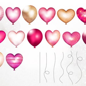Heart Balloons Clipart, Love Balloons Clip Art, Balloons With Hearts ...