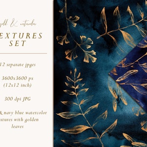 Watercolor Digital Papers With Golden Floral Elements, Floral ...