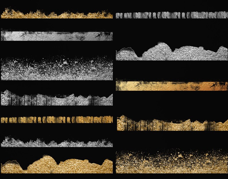 Gold and Silver borders clipart Gold foil border overlays | Etsy