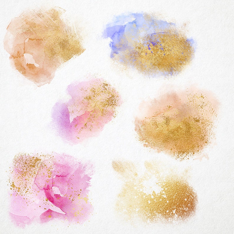 Watercolor paint splatters with gold dust Gold dusted brush | Etsy