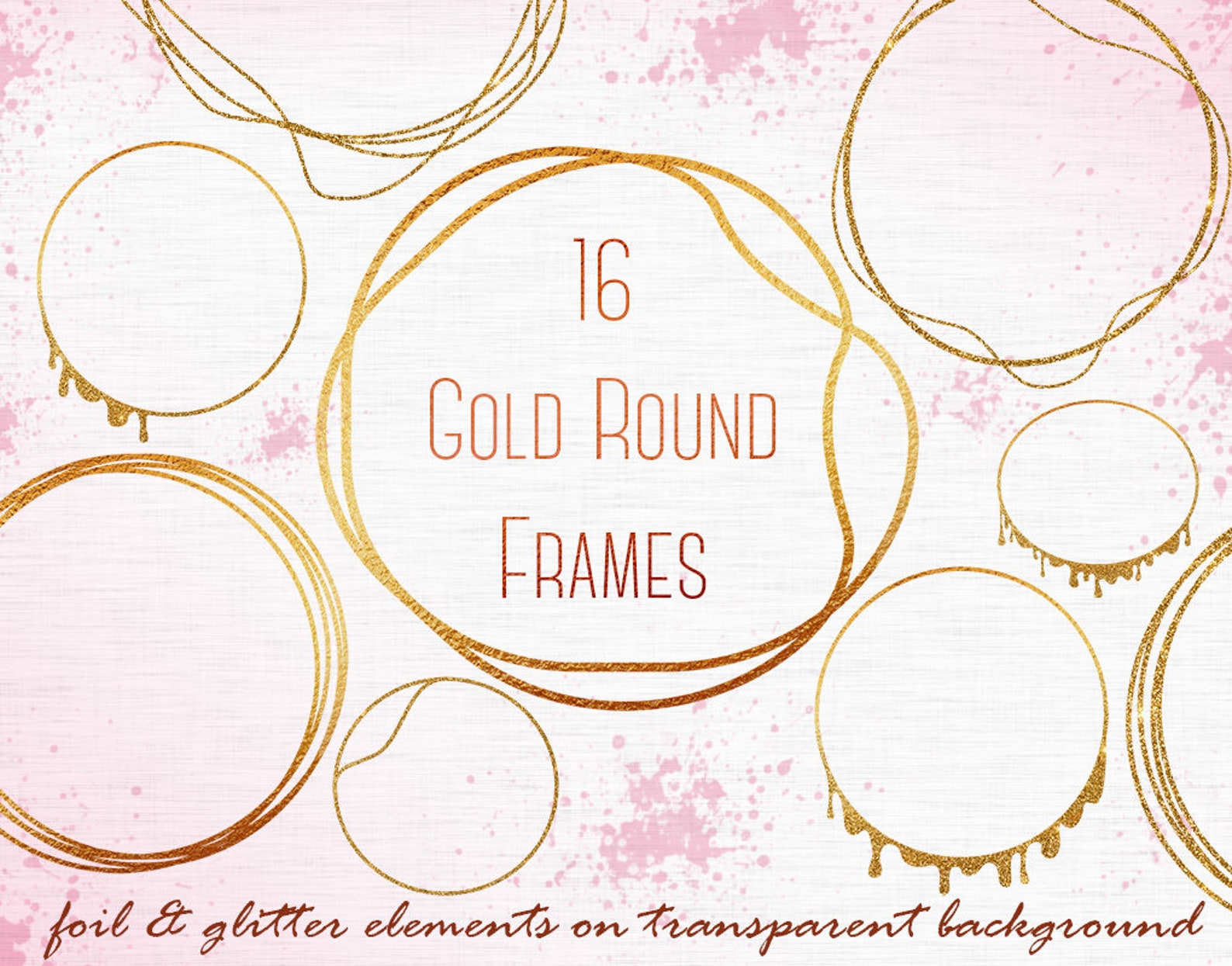 Gold Round Frames Clipart Gold Circles Clipart Circle Frame - Etsy