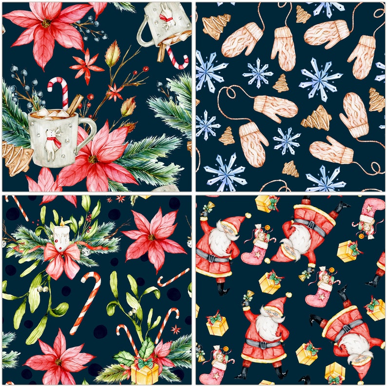 Winter Seamless Digital Paper Christmas Clipart Christmas | Etsy