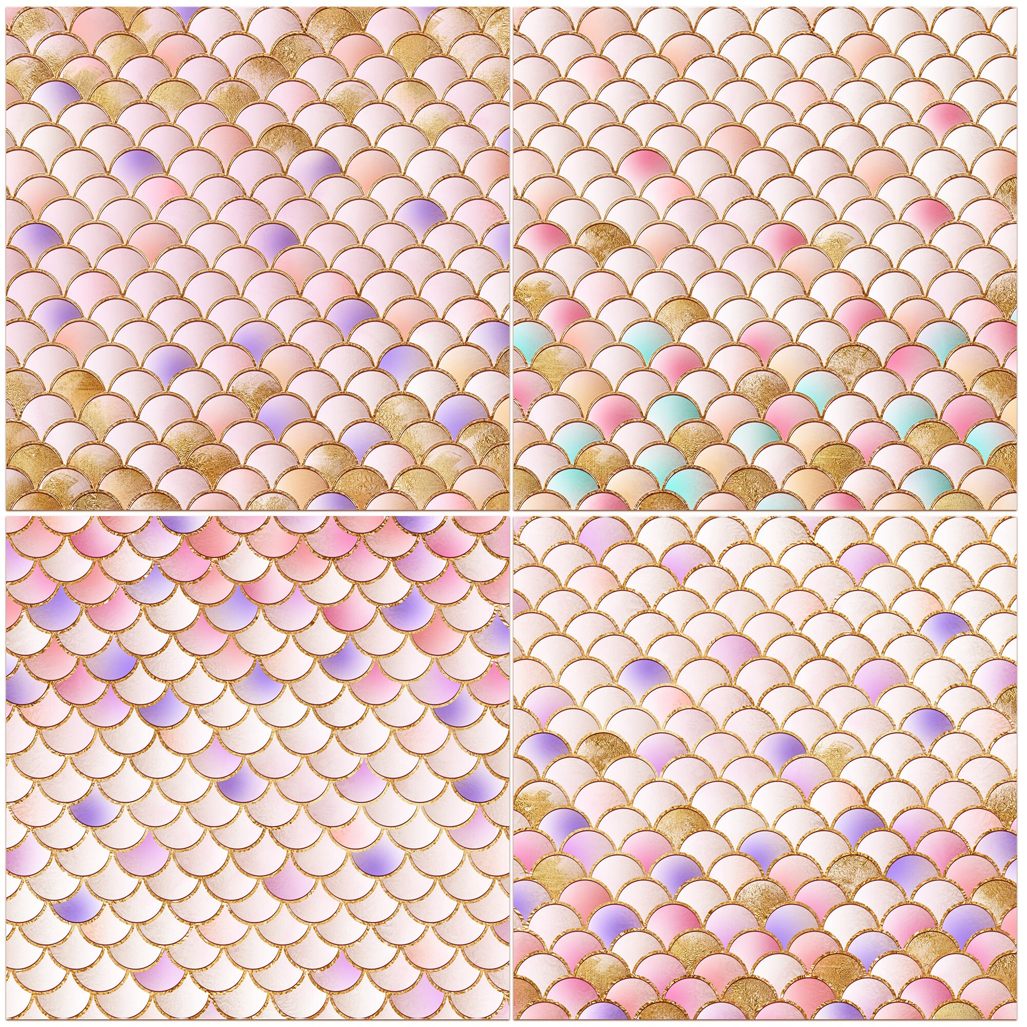 Blush Mermaid Digital Paper Metallic Paper With Gold Foil | Etsy