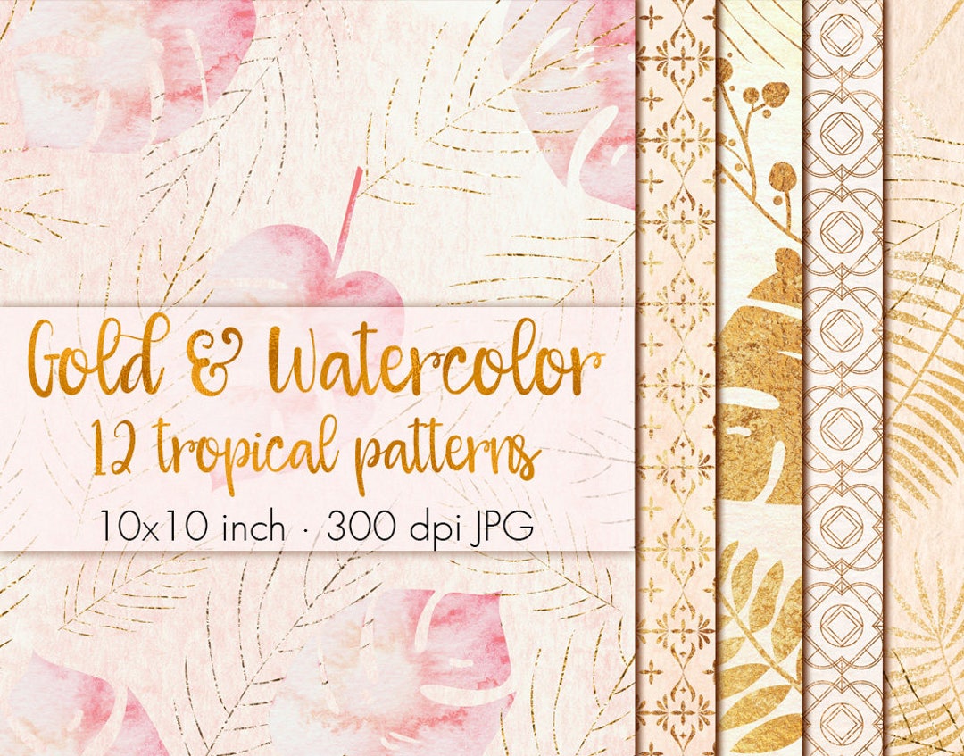 Buy 3 Pay for 2, Tropical Digital Paper Clipart, Watercolor Digital ...