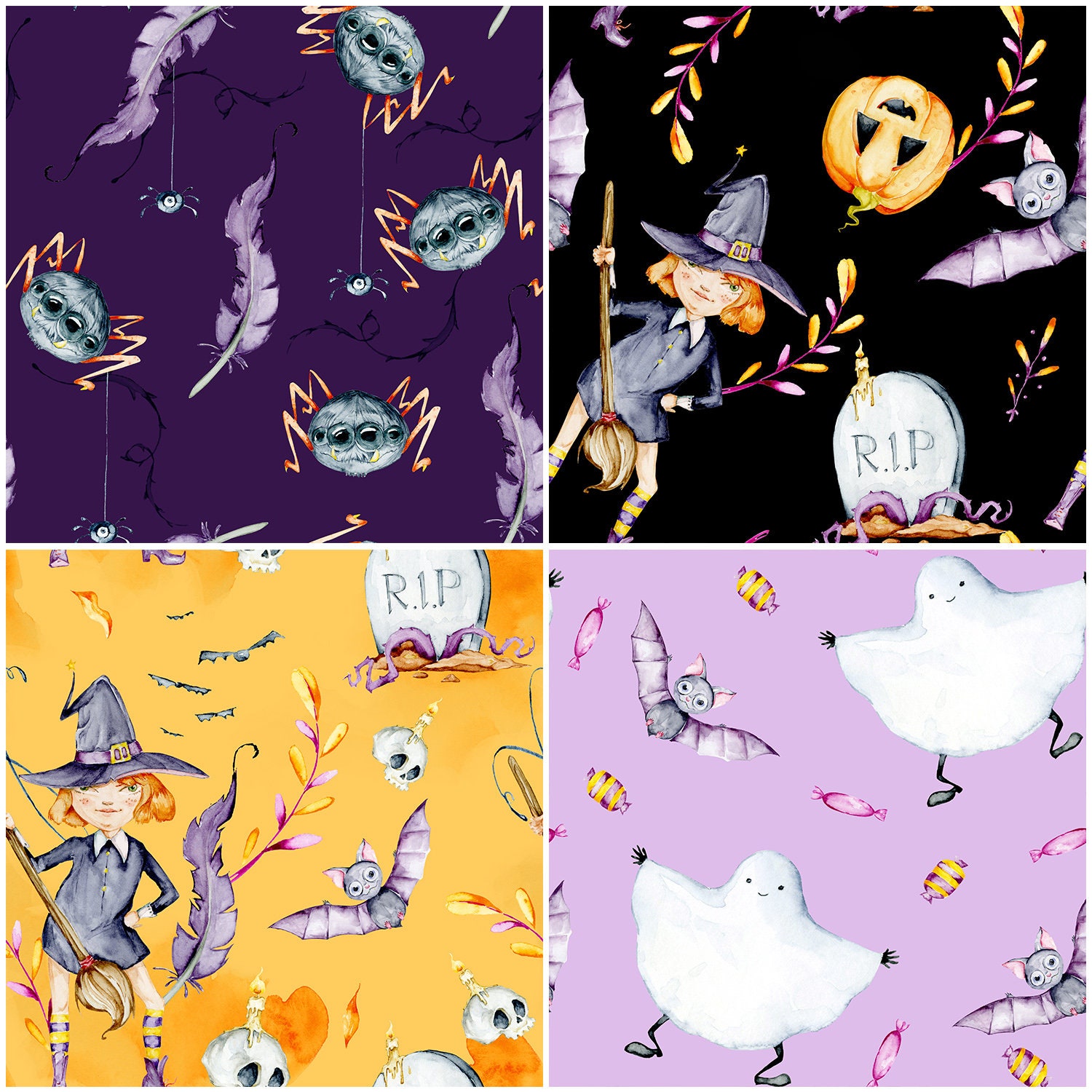 Halloween Seamless Patterns, Halloween Digital Papers, Fall Digital ...