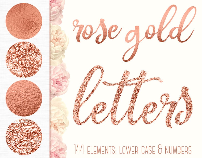 Rose Gold Alphabet Clipart Rose Gold Font Lower Case - Etsy UK