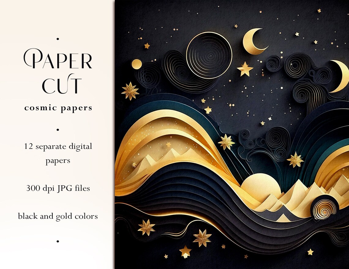 Cosmic Paper Cut Backgrounds: Galactic Digital Paper Set (JPG) - Etsy