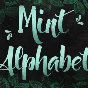 Mint Green Alphabet Clip Art, Mint Foil Alphabet, Mint Letters, Mint ...