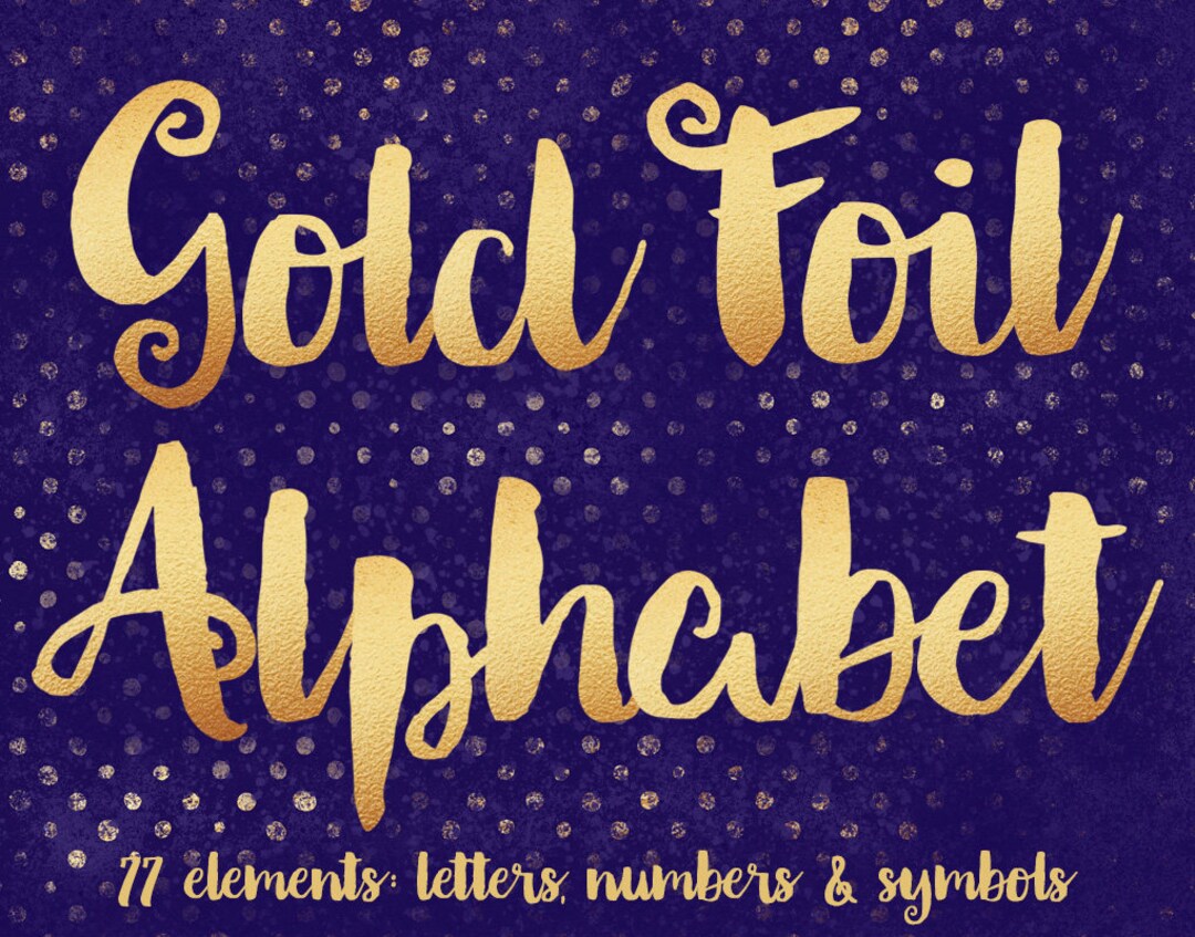 Gold Alphabet Clip Art, Gold Letters, Gold Foil Alphabet, Gold Numbers ...
