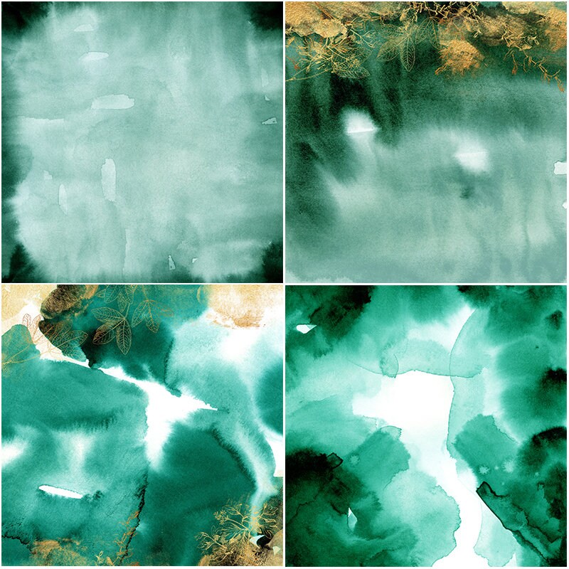 Emerald Green Digital Paper Clipart Watercolor Digital | Etsy UK
