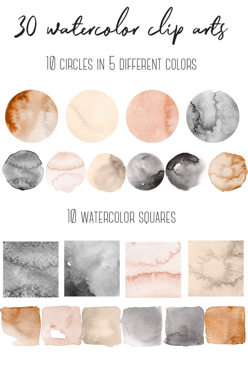 Watercolor shapes Watercolor brush strokes clipart Circle | Etsy