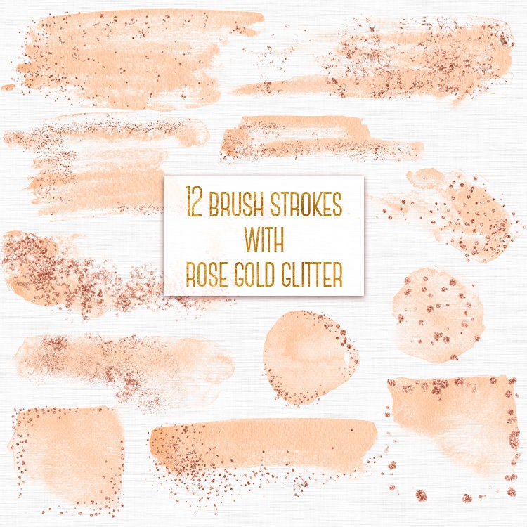 Brush Strokes With Rose Gold Confetti Rose Gold Design - Etsy