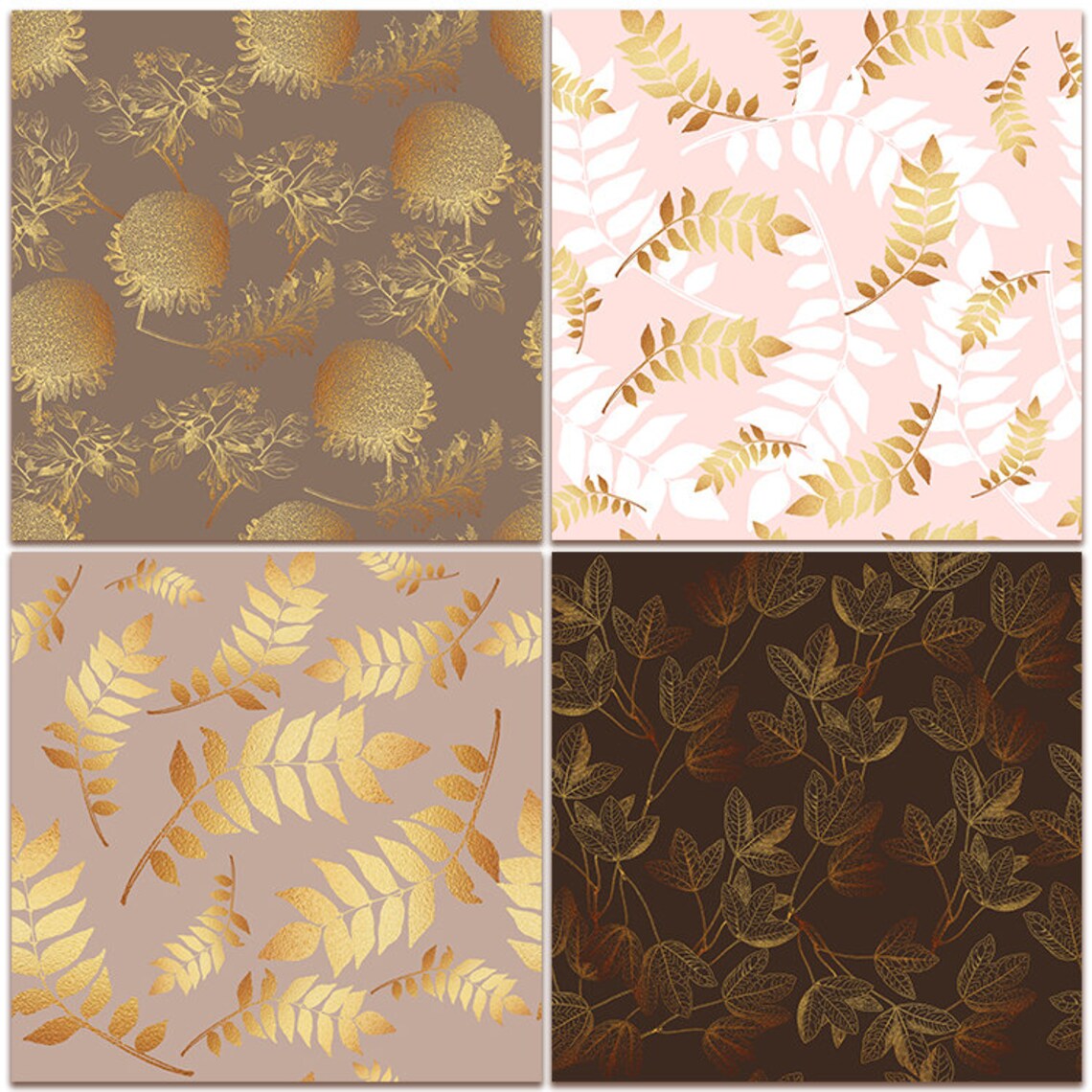 Gold Seamless Floral Digital Paper Seamless Background Gold | Etsy