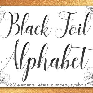Black Alphabet, Black Foil Alphabet, Letters Clipart, Numbers Clipart ...