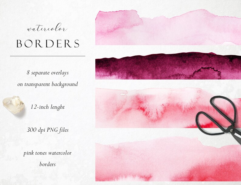 Blush Watercolor Border Overlays Border Clipart Pink Border - Etsy