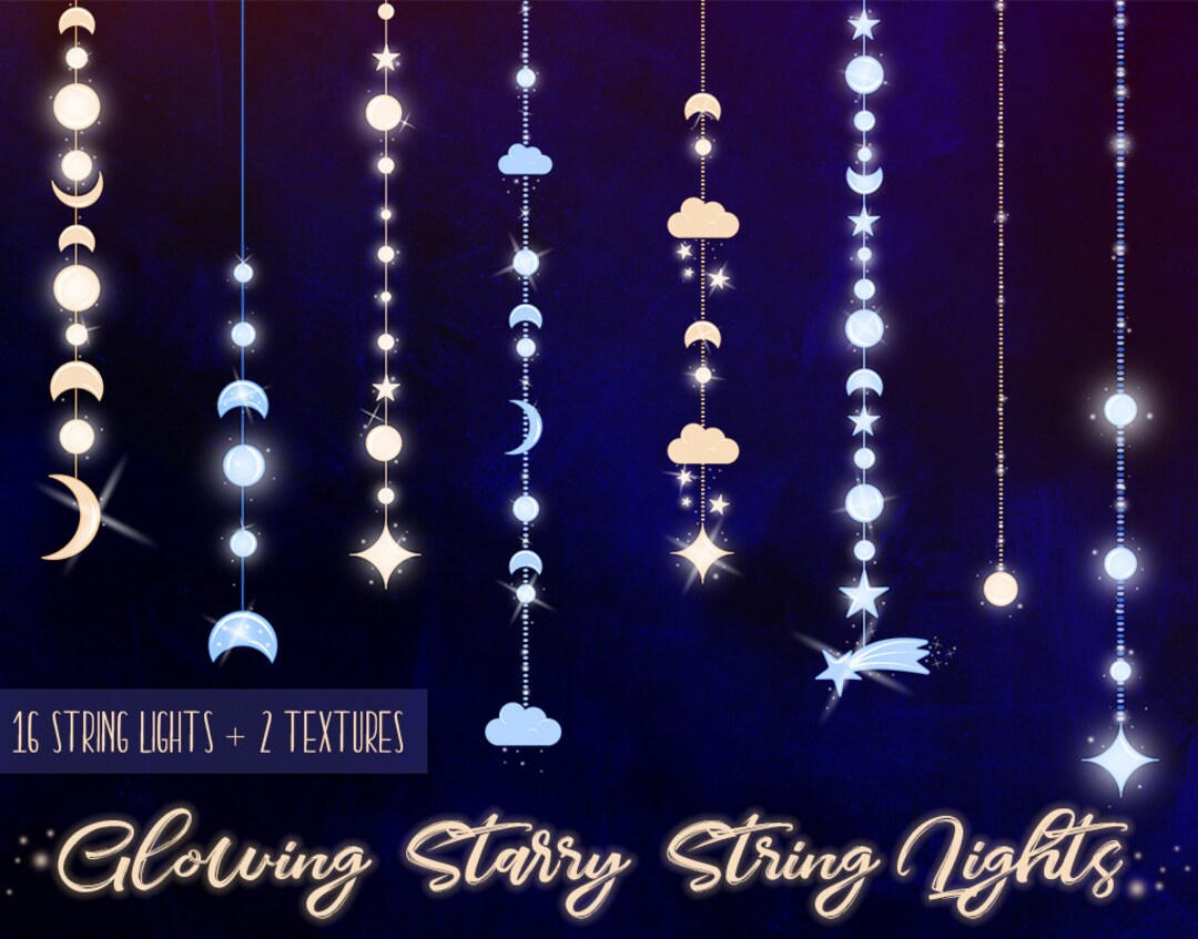 Gold String Lights Clipart, Bunting Lights Overlay, Fairy Lights ...