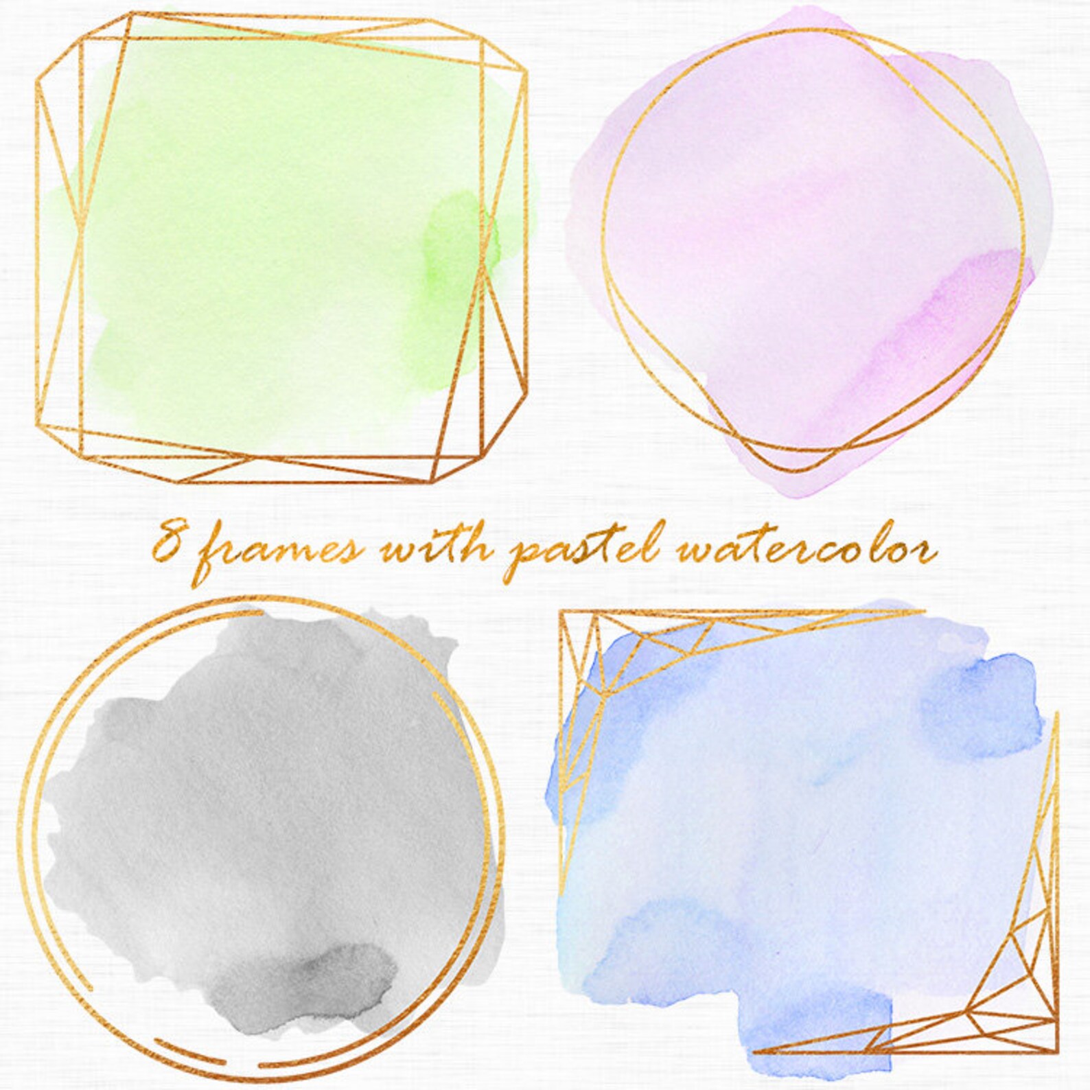 Gold Watercolor Frames Clipart Gold Frames Clip Art Gold - Etsy