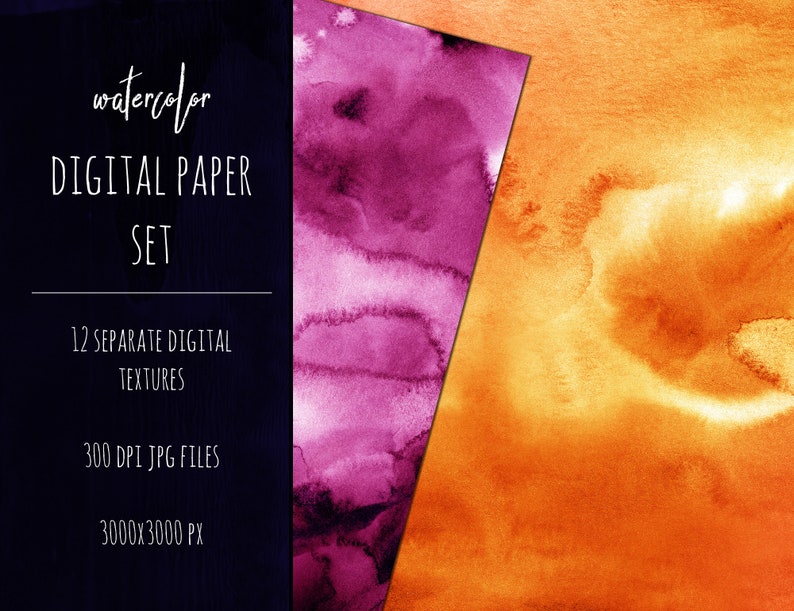 Halloween digital paper pack Watercolor textures Watercolor | Etsy