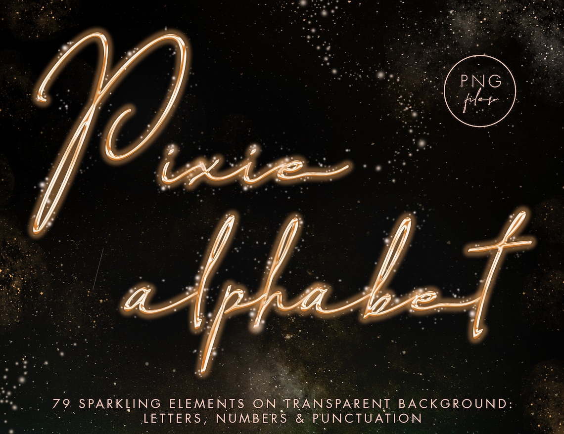 Pixie Neon Alphabet Clipart Glowing Letters Png Neon | Etsy