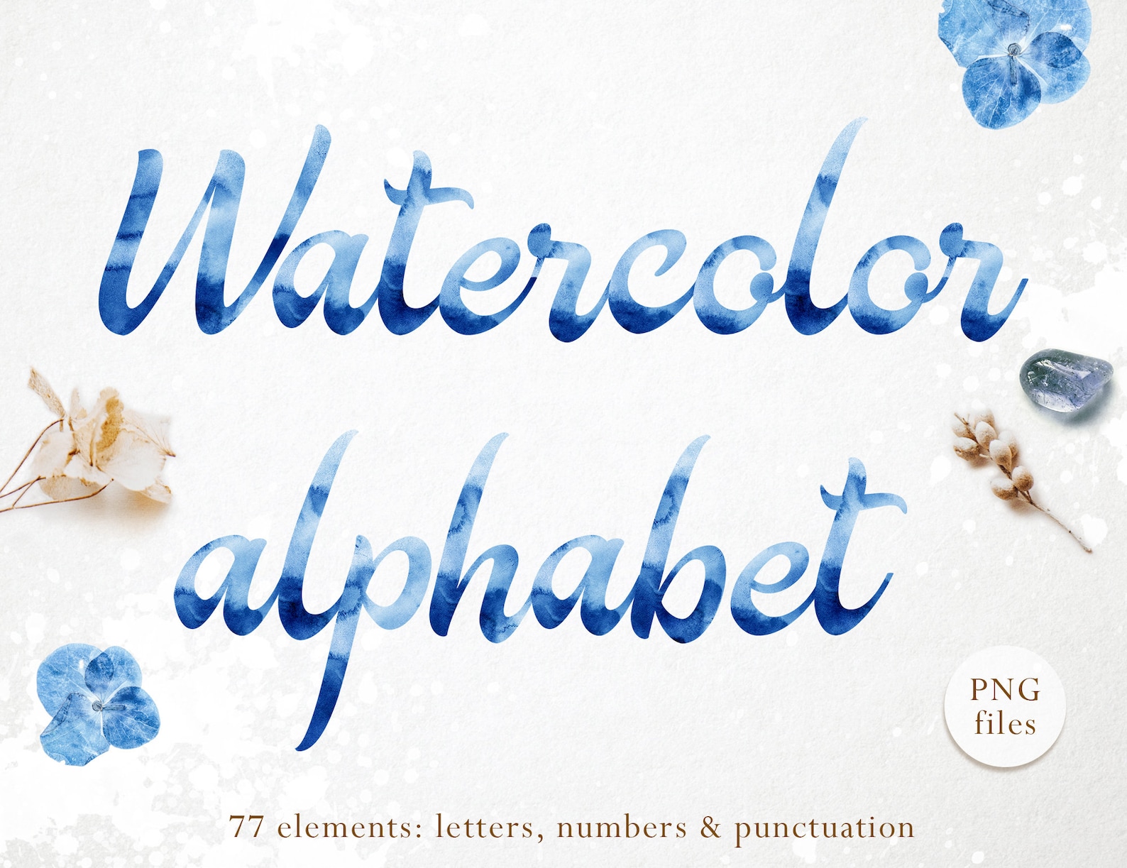 Blue Watercolor Alphabet Clipart: Decorative PNG Letters (digital ...