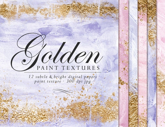 Paint Textures With Gold Dry Brush Gold Digital Papers Gold | Etsy