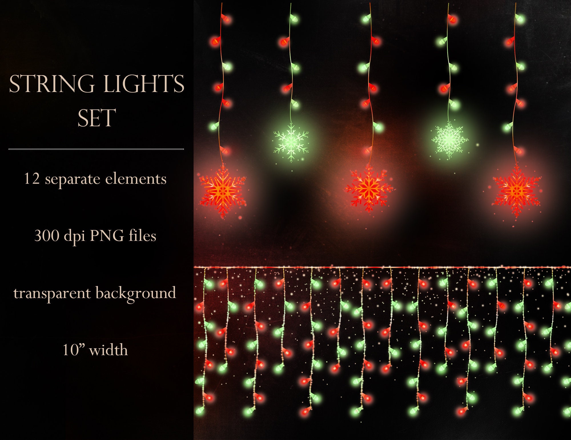 String Lights Overlays Winter String Lights Clipart - Etsy