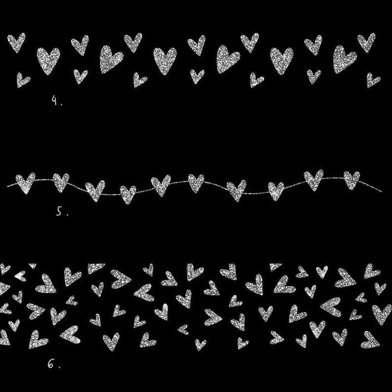 Silver Hearts Overlays Silver Hearts Clipart Silver Borders - Etsy