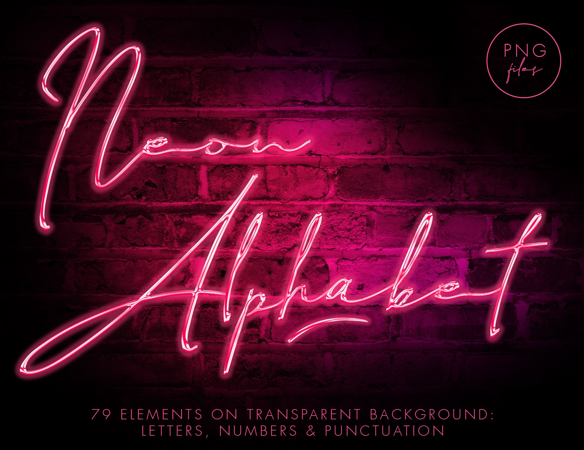 Pink Neon Alphabet Clipart Neon Letters Clipart Digital Neon | Etsy