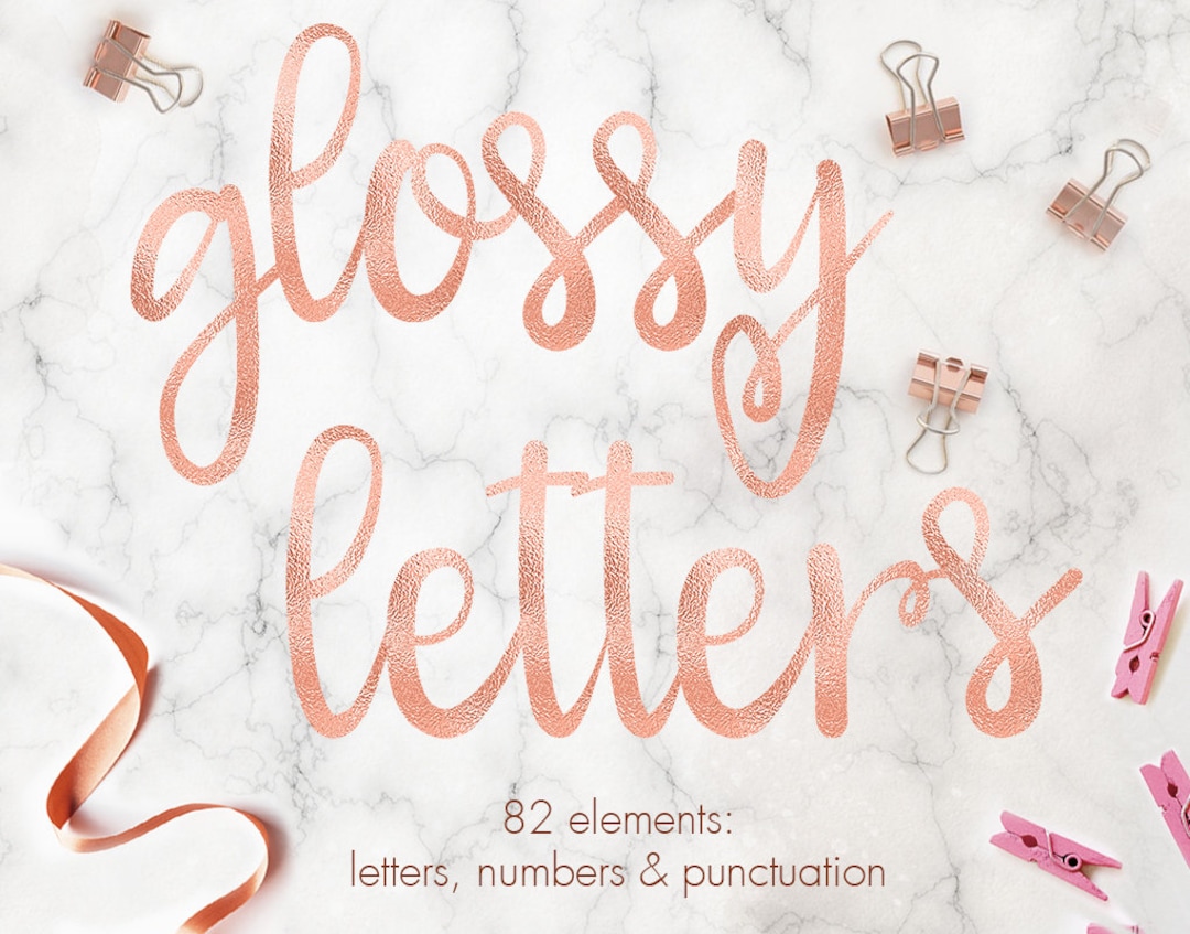 Rose Gold Font, Rose Gold Alphabet Clipart, Rose Gold Foil Alphabet ...