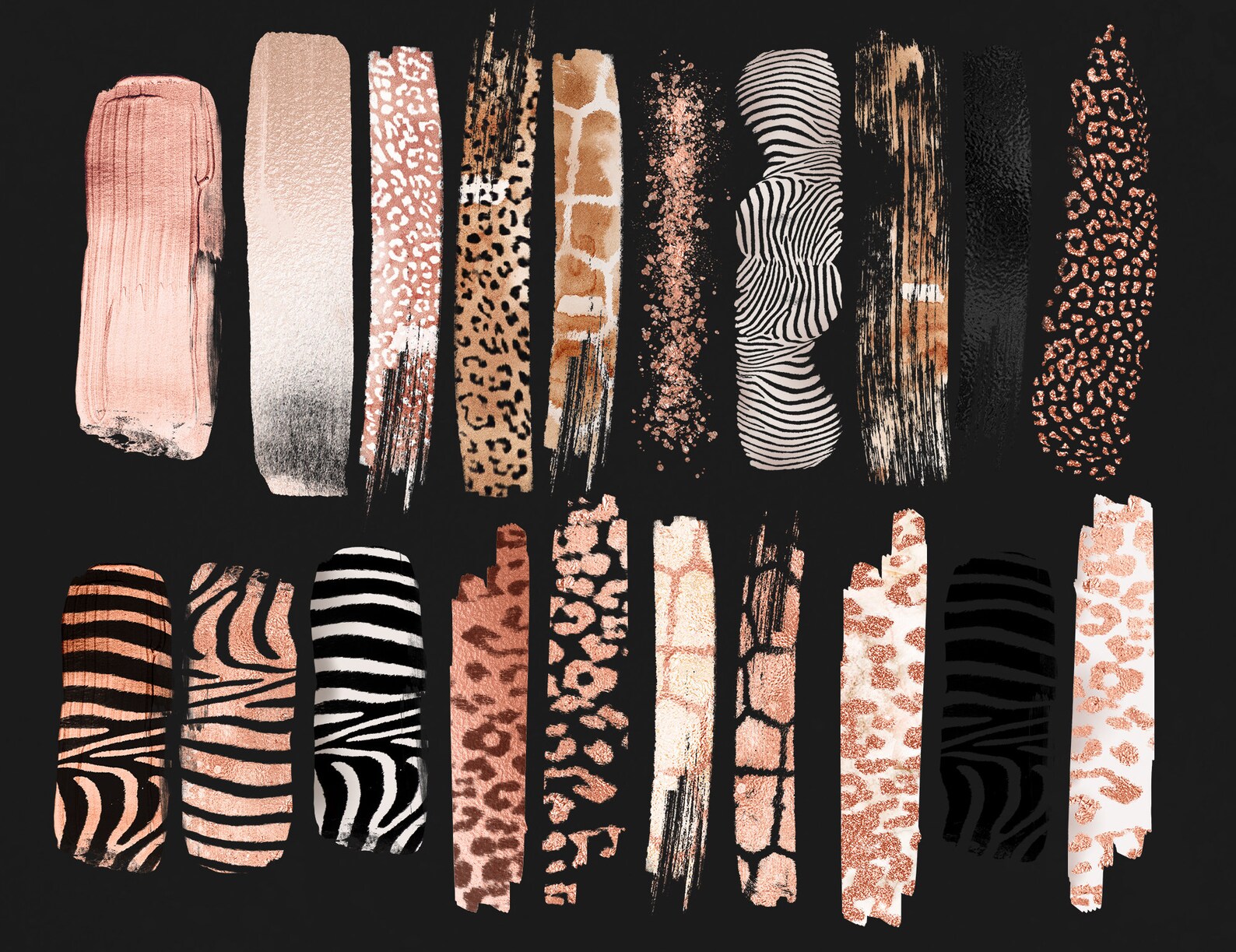 Safari Brush Strokes Clipart Rose Gold Brush Strokes Rose - Etsy