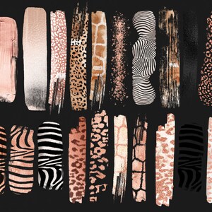 Safari Brush Strokes Clipart, Rose Gold Brush Strokes, Rose Gold Zebra ...