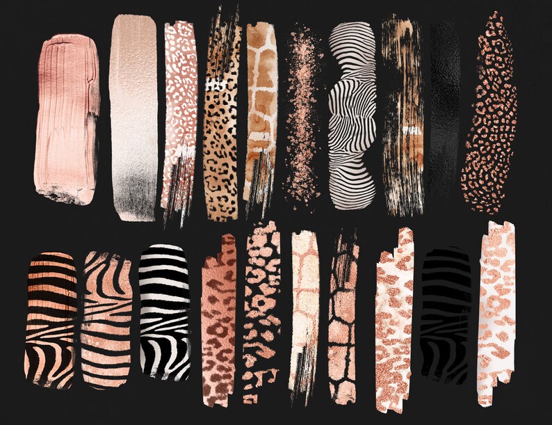 Safari Brush Strokes Clipart Rose Gold Brush Strokes Rose - Etsy