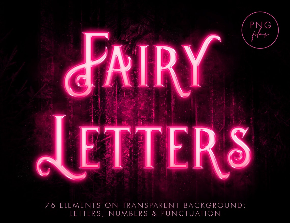 Neon Alphabet Clipart Fairy Letters Clipart Digital Neon - Etsy