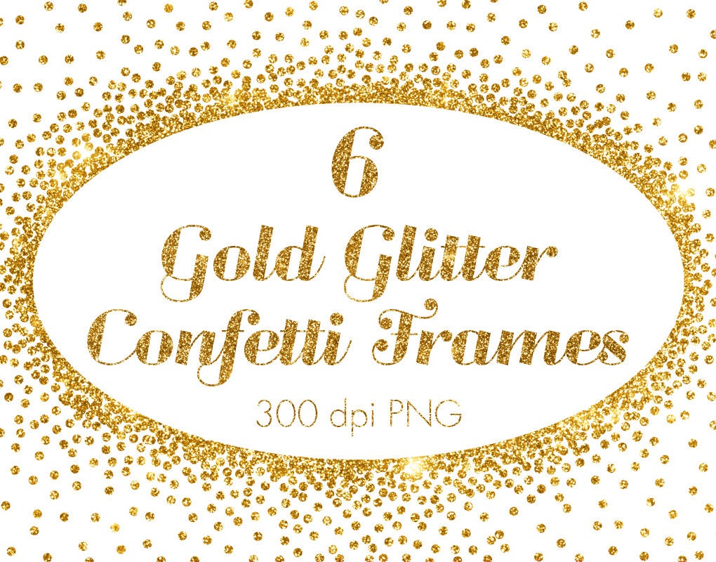 Gold Confetti Frames Clip Art Gold Frames Gold Glitter | Etsy